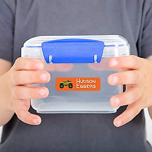 128 Monster Truck Custom Kid Name Label for Daycare, Waterproof Dishwasher Safe, Personalized Name Sticker for Camp, School Supply, Baby Bottle, Lunch Boxes, Water Bottle, Cups (Pattern2)