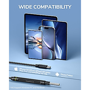 ScopeAround Otoscope Ear Camera, Ear Wax Removal Tool 1080p FHD Video Otoscope, 3.9mm Ear Wax Removal Camera with 6 LED Lights Visual Ear Scope, Compatible with iPhone15 & Android