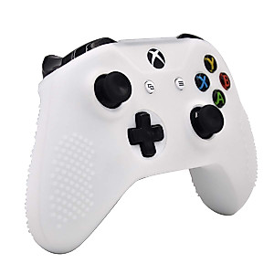 Antil-Slip Silicone Controller Cover Protective Case for Xbox One S Slim/Xbox One X Controller Soft Cover Skin with 2 Thumb Grip(White)