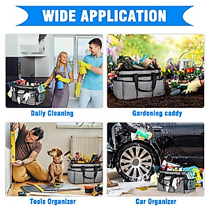 Large Wearable Cleaning Caddy Bag, Cleaning Caddy Supplies Organizer with Handles for Cleaners & Housekeeper, Under Sink & Car Cleaning Tool Organizers Bag with Adjustable Shoulder Strap&Waist Belt