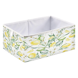 YEGAME Cube Storage Box, Lemon Foldable Fabric Storage Bin Portable Storage Basket for Book shelf Closet Laundry Room Nursery Home Office Decor, 11X11X11In