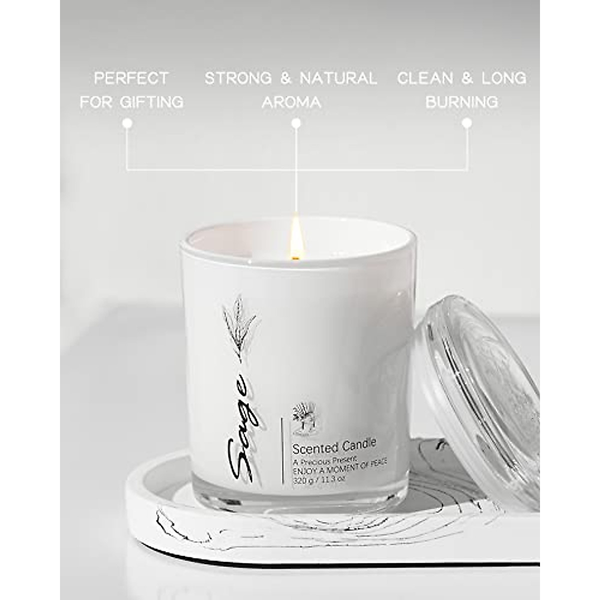 Sage Candles for Cleansing House Negative Energy, Alternative to Smudge Sticks, 22.6 OZ Sage Candles for Home Scented, Sage Smudge Candles for Meditation, Home Cleansing, Smudge Rituals, Pack of 2