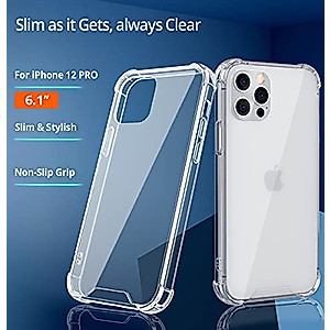 Orase Ultra Clear Cases Designed for iPhone 12 Case & iPhone 12 Pro Case [Non-Yellowing] Protective Slim Phone Case with Shockproof Air Bags, 2020 (Crystal Clear)