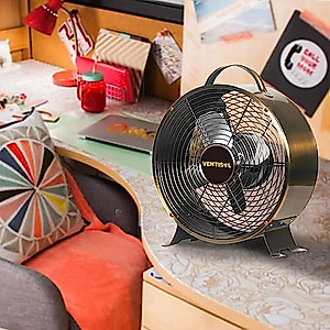 VENTISOL 10 Inch Retro Portable Table Fan, Metal Decorative Drum Fan,Quiet 2 Speeds for Home,Bedroom,Office, Dorm Rooms, c