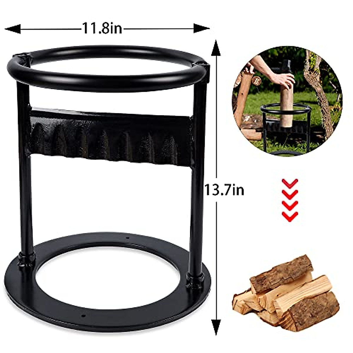 Lulu Home Hand Kindling Splitter, Cast Iron Firewood Splitting Kindling Chopper, Manual Log Wood Cutter on The Ground for Fireplace/Bonfire/Barbecue, 11.8" Dia X 13.7" H