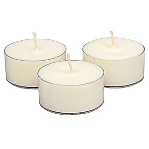 Soy Tealight Candles - 12 Unscented - All Natural Color - Clear Cup Candles with 6 to 8 Hour Burn Time