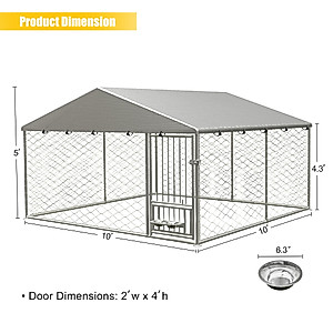 Tmsan Dog Kennel Outdoor, Dog House with Waterproof Roof & Secure Lock, Large Dog Crate Fence, Outside Pet Playpen for Chicken, Rabbit, Cat, 10ft