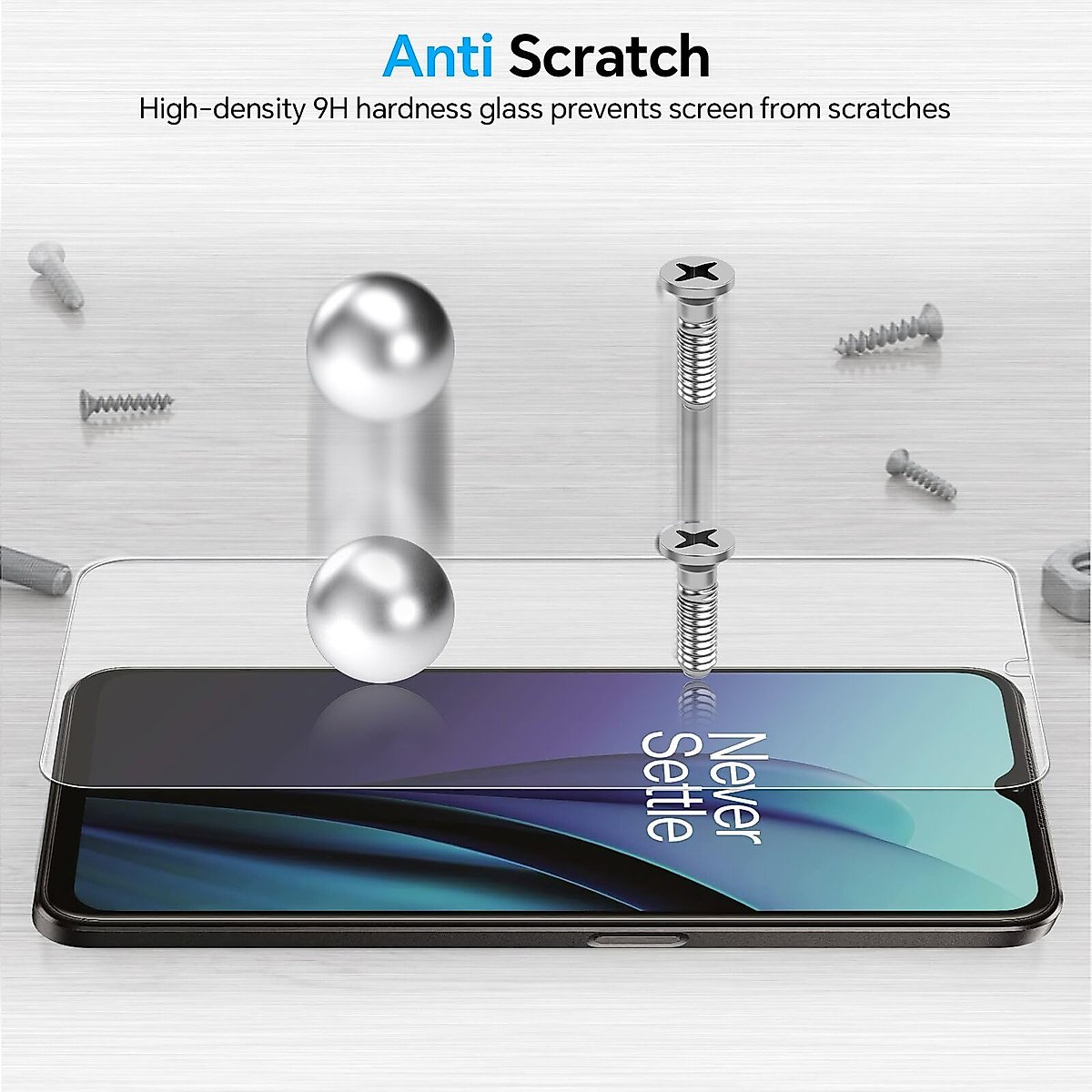 【 3-PACK】Coolpow Designed for OnePlus Nord N20 5G Screen Protector plus One Nord N20 5G Screen Protector Tempered Glass Film, 【EasyInstall Tool】 9H Hardness, Ultra HD, Scratch Resistant, Case Friendly