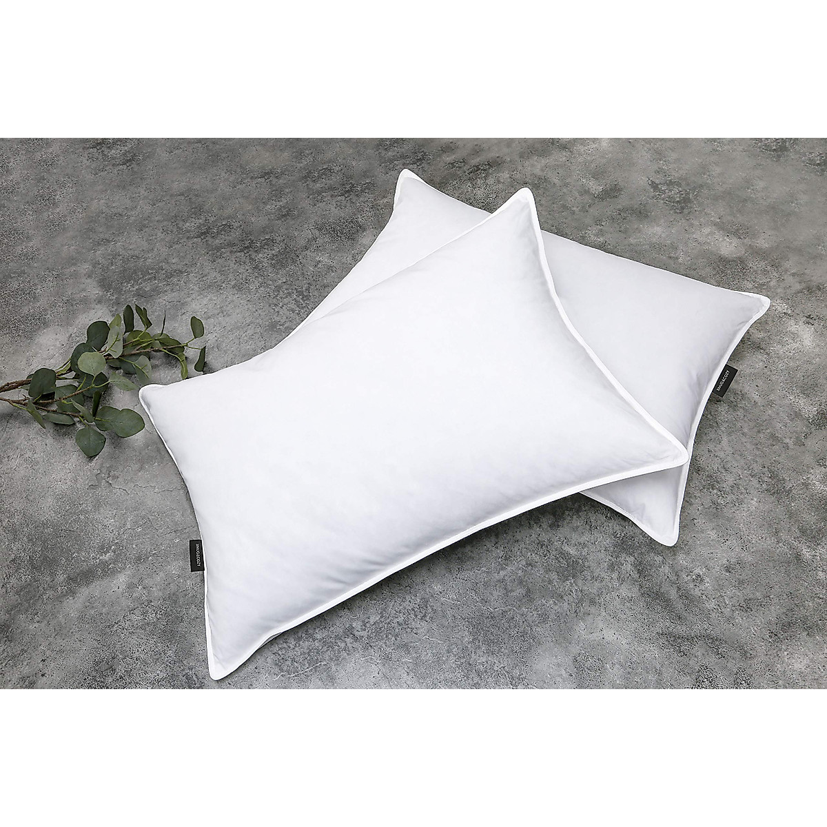 SNUG&COZY Grey Goose Feather Down Pillows for Sleeping(2 Pack)- Standard Size(20IN×26IN), Goose Feather&Down Filling, 100% Cotton Cover, 100% Down Proof, Machine Wash, White