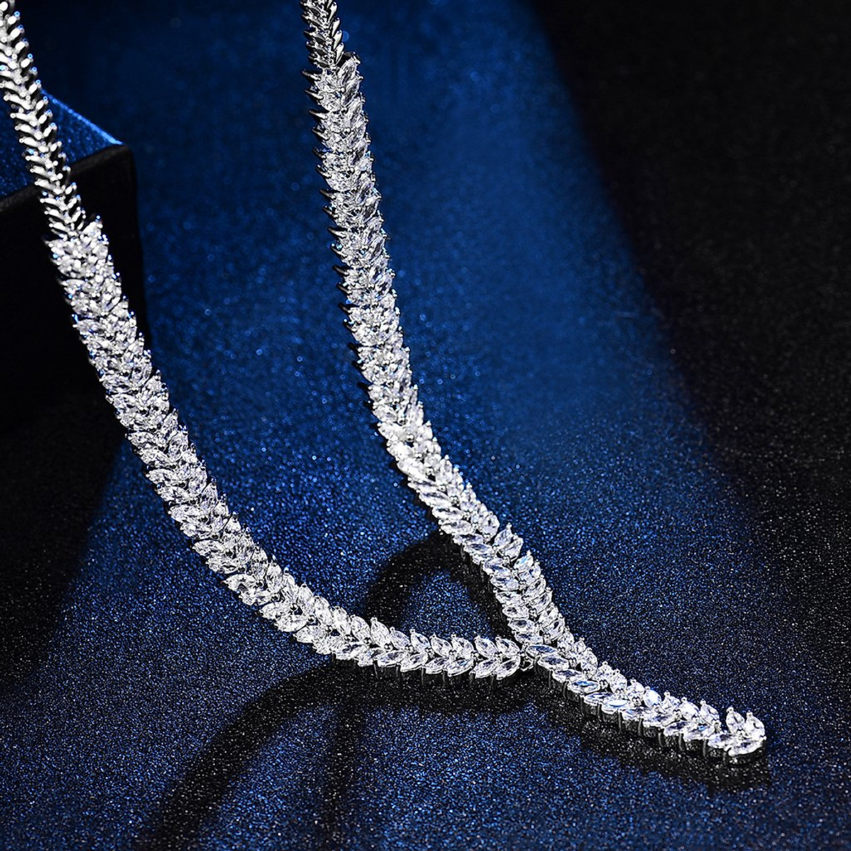 MASOP Sparkle Cubic Zircon Women Jewelry Set for Wedding Marquise Leaf Shape Bracelets Earrings Necklace