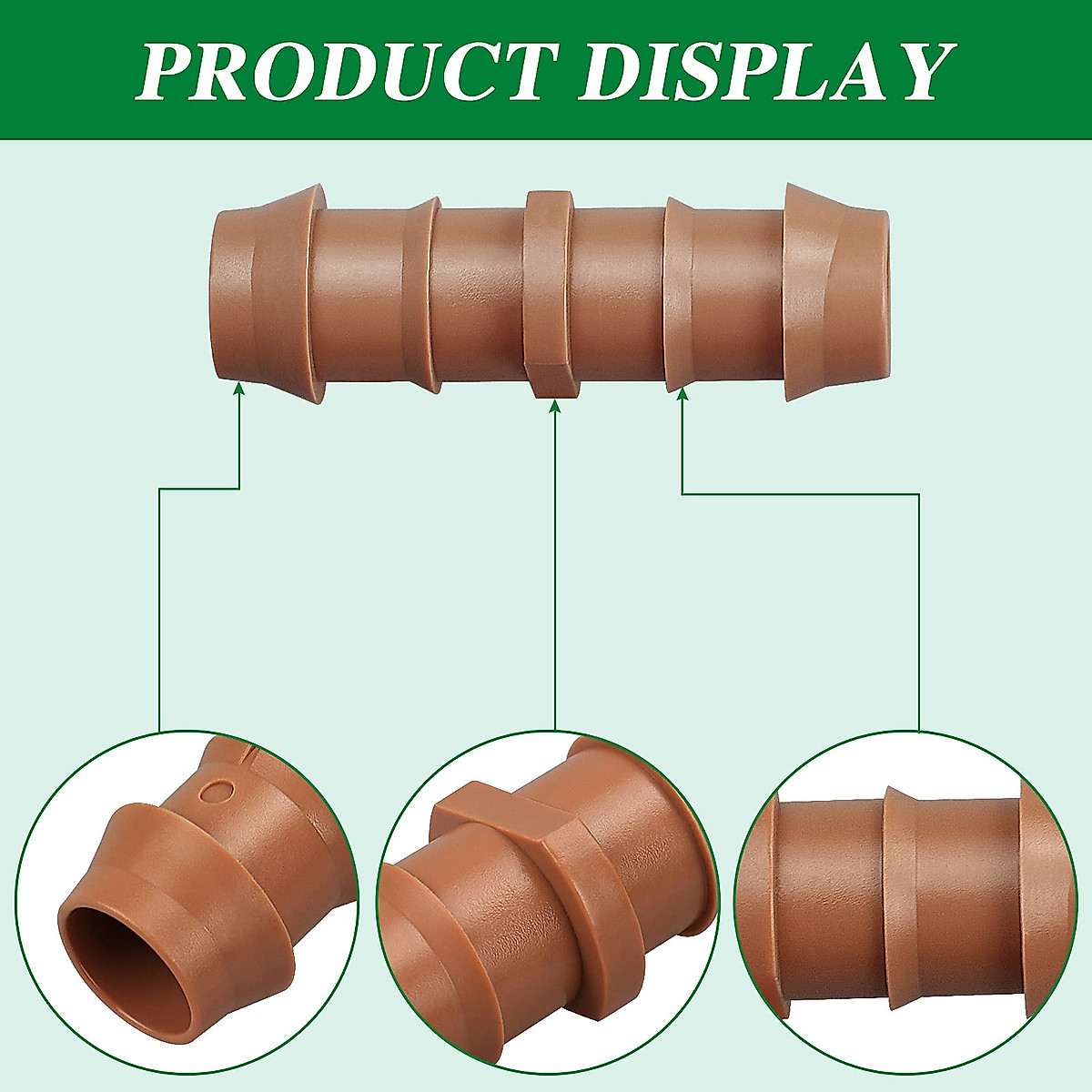 iMopo Irrigation Fittings Kit for 1/2"(.600" ID) Tubing,20 Pieces Set-8 Couplings, 6 Tees,6 Elbows - Barbed Connectors for Drip or Sprinkler Systems