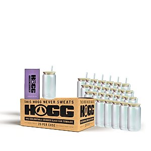 Hogg 16oz Frosted Glass Cups - Purple Shimmer (25 Units), Bulk with Lids and Straws, Sublimation Blanks, Glass Tumbler