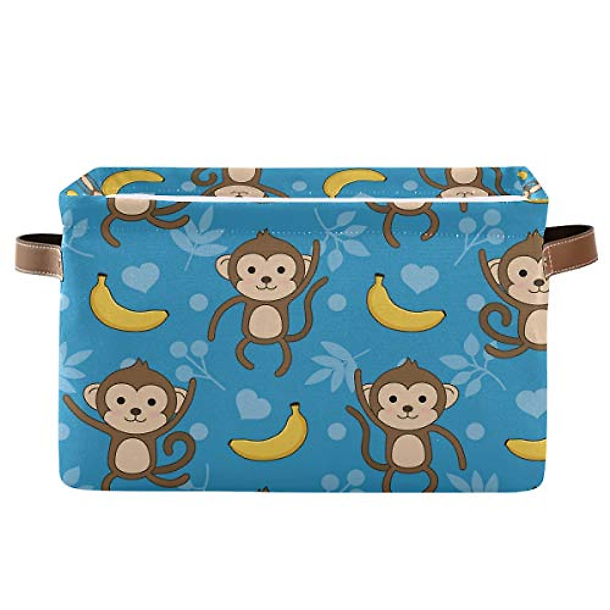 Rectangular Storage Bin Cute Cartoon Animals Monkey Basket with Handles - Toy Bins Laundry Storage Basket for Kids Toy Pets Room Closet