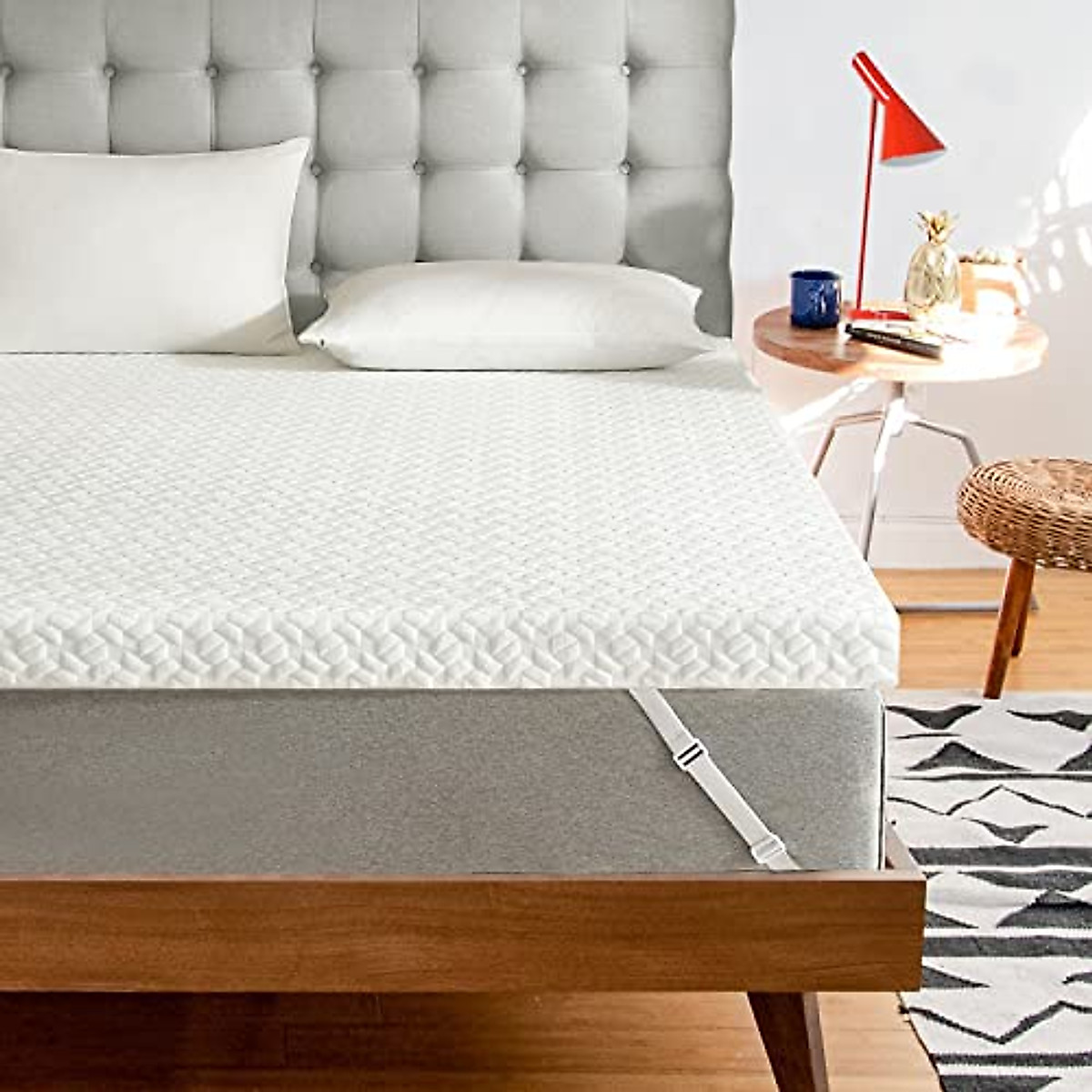 Fiberluxury 3 Inch Gel Infused King Size, High Density Cooling Ventilated Design Memory Foam Bed Toppers-Ultra Plush Mattress Toppers with Bamboo Cover