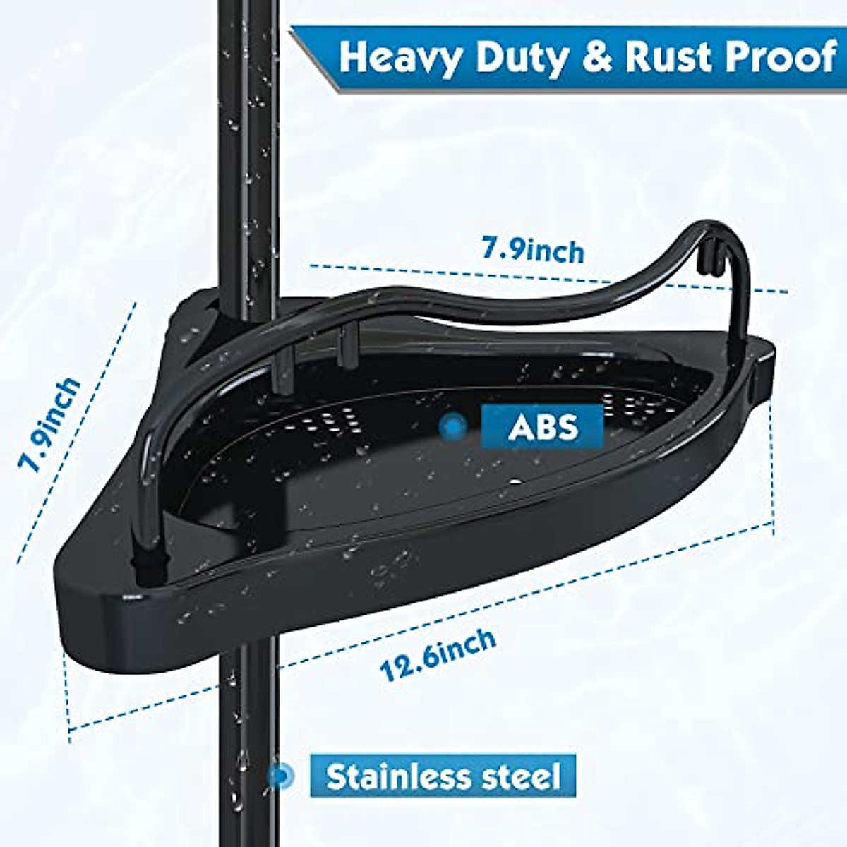 Shower Caddy Corner, 56 to 125 Inch Adjustable Tension Pole Corner Shower Caddy with 4 ABS Baskets,Rustproof Stainless Pole, Drill Free Shower Rack, Large Shower Storage Shelf for Inside Shower