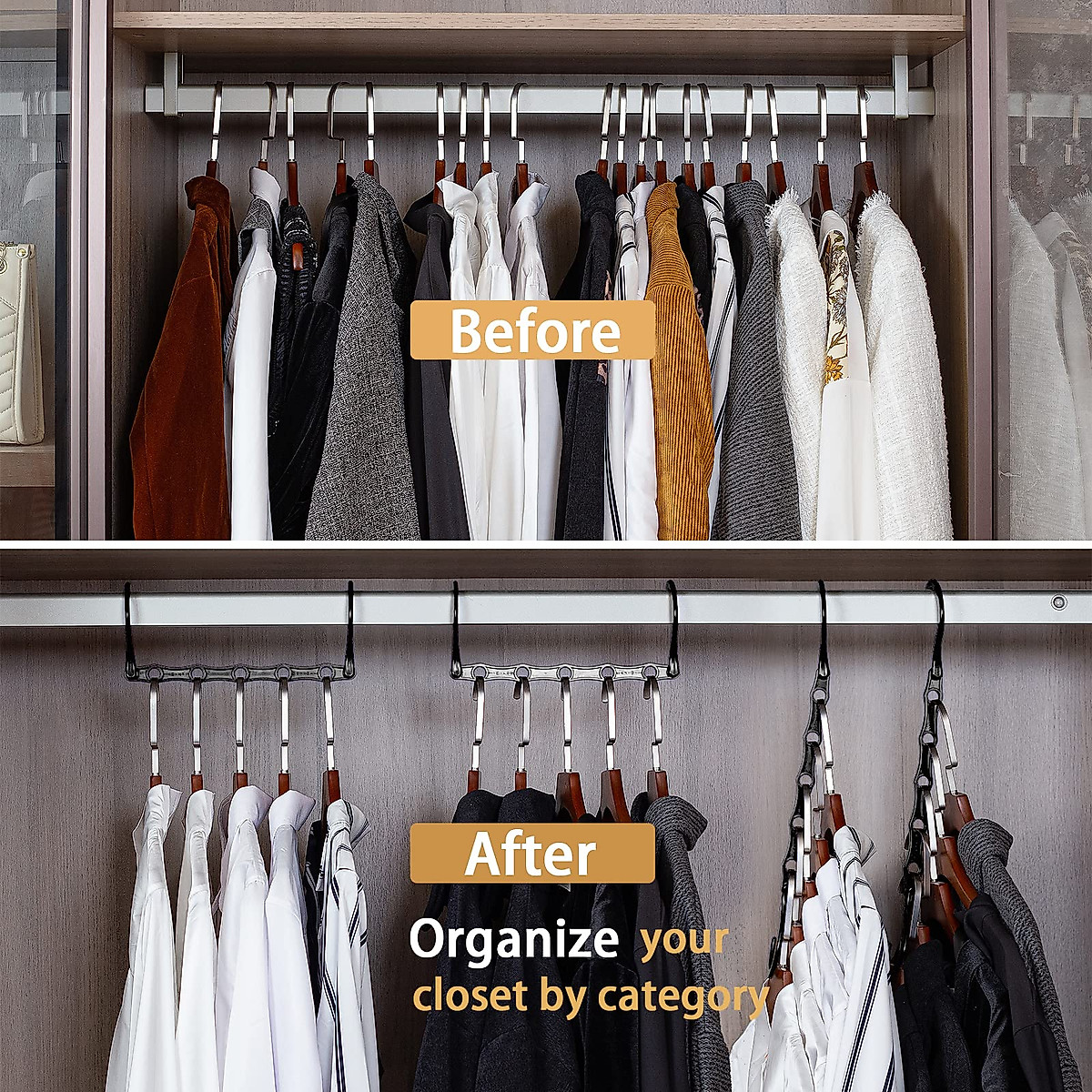 Closet Organizers Space Saving Hangers - Timirog 20 Pack Magic Hangers Wardrobe Storage Organization College Dorm Room Essentials, Apartment Heavy Duty Space Saver Plastic Black