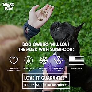 WEST PAW All-Natural Raw Freeze-Dried Dog Treats – Farm-Fresh Pork Training Treats for Dogs – Wholesome Canine Treat for Puppies, Adult Dogs & Senior Dogs, Pork with Superfood, 2.5 oz