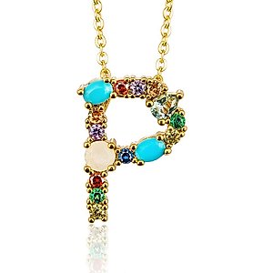 XBYEE Initial Necklace-Large Gold Dainty Personalized Letter Necklace Gift Pendant Charms Bead for Women Kids Child Necklace Jewelry (from Alphabet 26 A-Z)