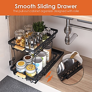 DOLALIKE Pull Out Under Sink Cabinets Organizer, 2 Tire Sliding Countertop Organizer, Under Sink Storage Drawer Shelf for Kitchen Bathroom