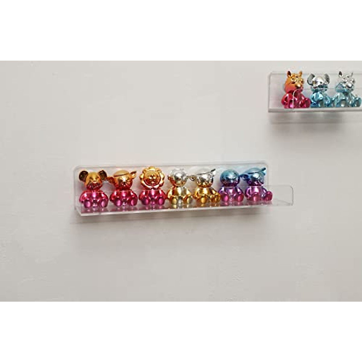 KLGO 4 Pack Clear Acrylic Floating Wall Ledge Shelf for,15" Invisible Wall Mounted Nursery Kids Floating Bookshelf for Kids Room,Modern Funko Pop Display Shelves Toy Storage Wall Shelf