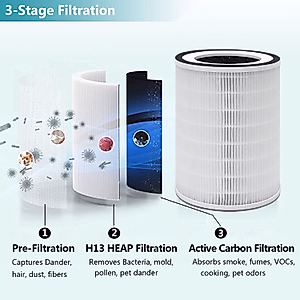 Lhari True HEPA KILO Filter Compatible with Afloia KILO, KILOPLUS, KILOPRO, MIRO,MIRO PRO air purifier and MORENTO MR-Kilo, Kalo Air Purifier, 360° 3-Stage Filtration, 2-Pack
