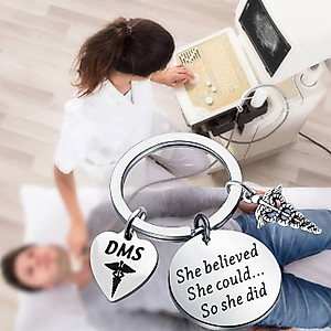 ENSIANTH DMS Gift Diagnostic Medical Sonographer Keychain She Believed She Could So She Did DMS Graduation Gift Health Care Provider Gift (DMS She Believed KR)