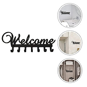 Alipis 2pcs Coats Hanger Bedroom Robe Xcm Hallway Bathroom Back Front Hat Signs Hooks Home Black Towel Decor Metal Living Rack Wall Welcome Scarf Iron Organizer Store for Room Holder