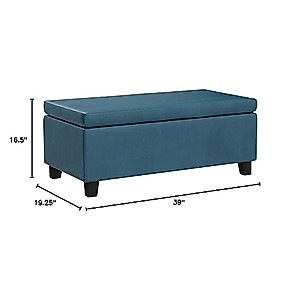 Christopher Knight Home Breanna Leather Storage Ottoman, Teal