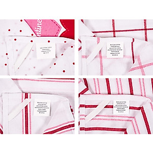 KAF Home Pantry Kitchen Holiday Dish Towel Set of 4, Cotton Rich, 18 x 28-inch (Happy Valentine's Day)