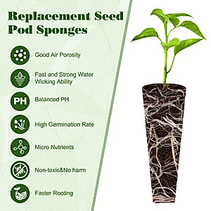 AFFLAT Hydroponics Grow Sponges,Replacement Root Growth Sponges Seed Pods Used with Hydropnics Garden,Seed Starter Sponges Kit for Hydroponic Indoor Garden System (50 Packs)