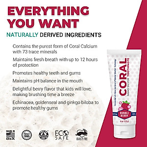 Coral Nano Silver Bubble Berry Kids Toothpaste, Natural Fluoride Free Teeth Whitening Toothpaste, Coral Calcium Nano Silver Infused SLS Free - 4 Ounces (2 Pack)