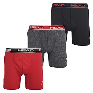 HEAD Mens Boxer Briefs -Performance or Cotton Stretch 12-Pack Tagless Medium