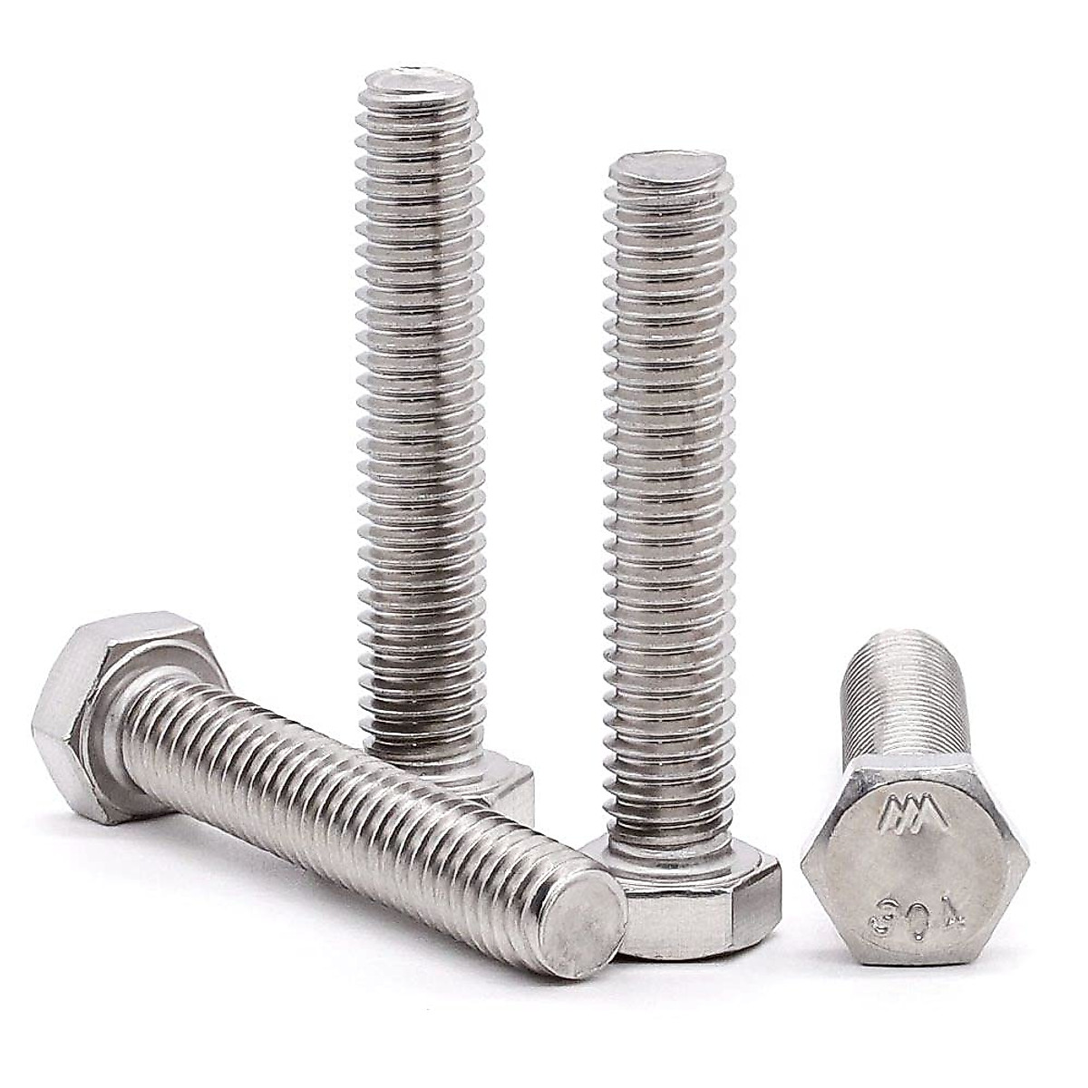 7/16-14 x 2-1/2" (8 pcs) Stainless Steel Hex Head Screws Bolts (3/8" to 6" Available), 18/8 Stainless Steel 304, Fully Threaded, Machine Coarse Thread, No Coating, Plain Finish