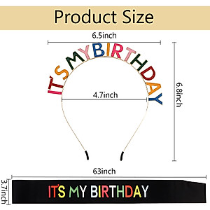 Birthday Crowns, Sash & Headband Set - Princess Tiara, Sweet Happy Birthday Accessories for Women Girls Party