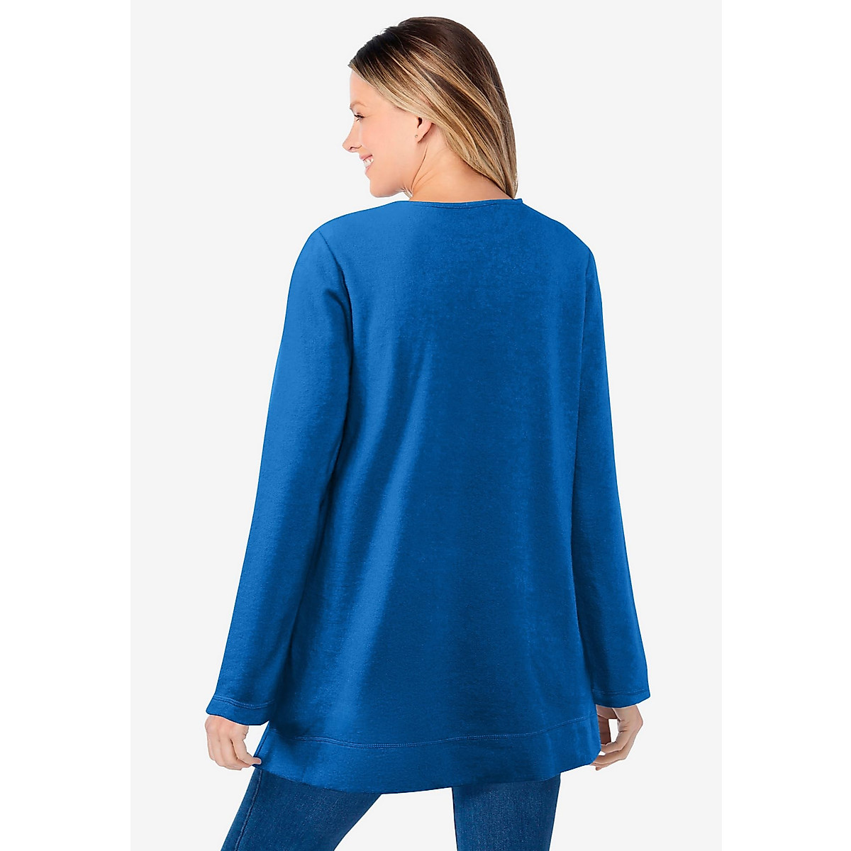Woman Within Women's Plus Size Thermal Sweatshirt - 3X, Bright Cobalt