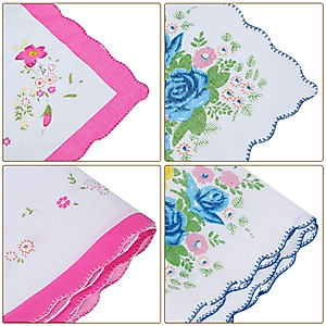 45 Pieces Vintage Floral Print Handkerchiefs Women Soft Hankies Ladies Hankies