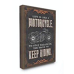 Stupell Industries Motorcycle Life Keep Riding Black Orange Word, Design by Artist Retrorocket Studio Wall Art, 16 x 20, Canvas