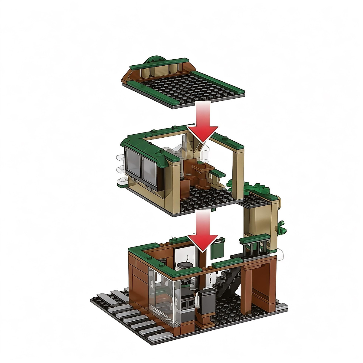 General Jim's Modular City Building Blocks Coffee Shop Set – 283 Pieces | 2-Story Café Playset | Compatible with Major Brick Brands | Coffeemaker, Restaurant Seating, Menu Board & Walk-Up Window
