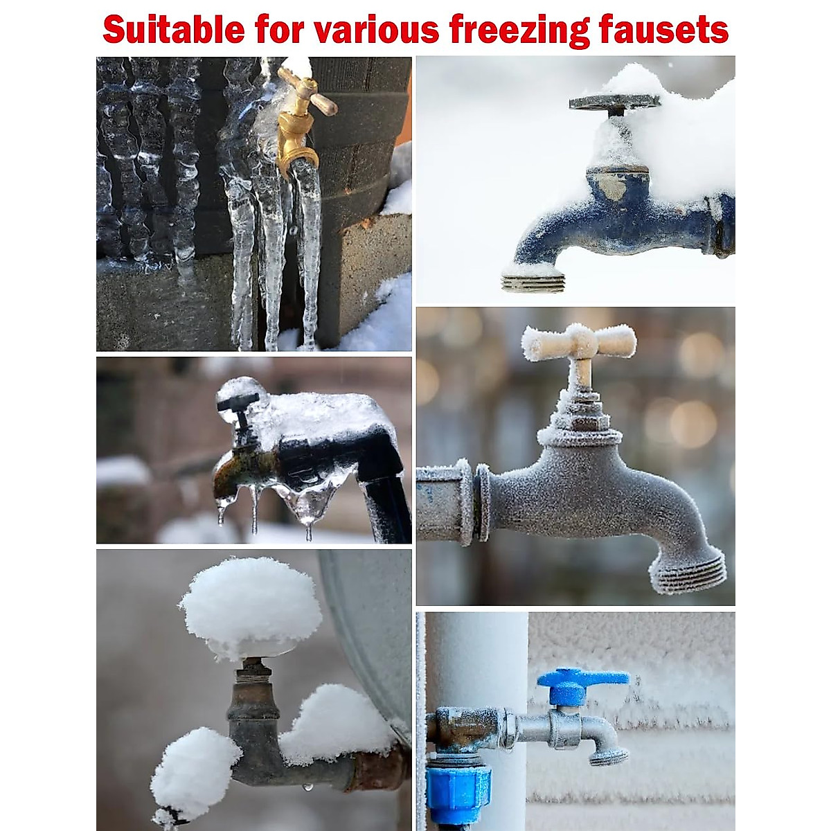 Outdoor Faucet Covers for Winter, Pro 10" H x 7" W Outside Faucet Cover Freeze Protection, Upgraded Reusable Waterproof Insulated Spigot Cover, Thickened Water Spigot Cover for Winter, 4 Pack, Black