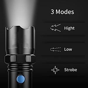 Dyegold LED Flashlight,High Lumens Super Bright Flashlight, Zoomable, Waterproofs Rechargeable Flashlight with 4 Lighting Modes,Powerful Handheld Flashlight for Camping,Hiking,Cycling,Home Reserve