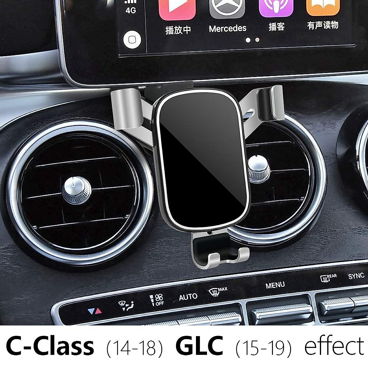 LUNQIN Car Phone Holder for Mercedes Benz C-Class C250 C300 C350 C450 2015-2018 & GLC-Class GLC300 2015-2019 AMG 43 63 Auto Interior Accessories Cellphone Mount Cell Mobile Cradle Navigation Bracket