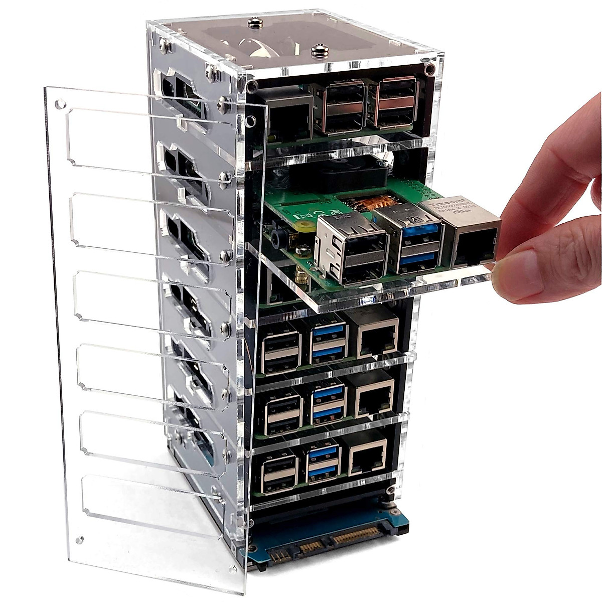 C4Labs Zebra Bramble Case – Raspberry Pi 5 4B & 3B+ (6 Stack, Black Ice)