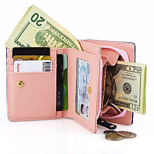 Girl's Short Cute Cat Purse, Buckle Zipper Cartoon Wallet, Small Clutch Handbag