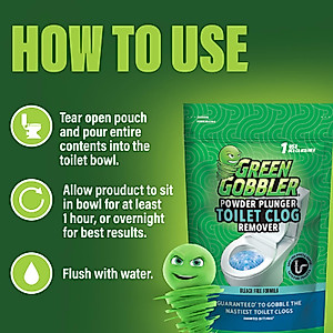 Green Gobbler POWDER PLUNGER Toilet Bowl Clog Remover - 2 Pack Net WT 16.5 oz