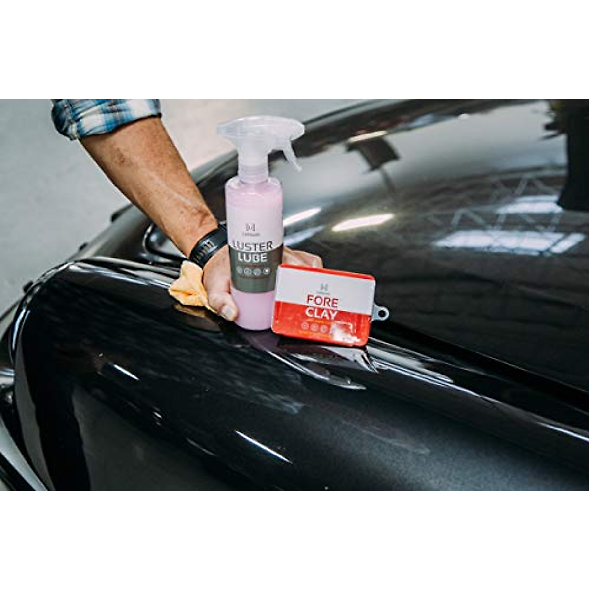 Fore Clay and Luster Lube - Clay Bar Kit, Auto Detailing Clay bar for Cars, Trucks, Boats, Glass and Plastic. Includes Luster Lube Hydrophobic Lubricant.