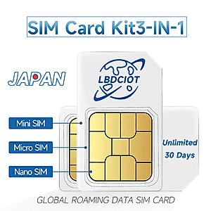 LBDCIOT Japan Data Only SIM Card 30 Days | Unlimited Internet Data Prepaid SIM Card for iPhone and Android,High Speed Japan Data SIM Card |Docomo & KDDI Network | Hotspot tethering Supported
