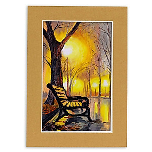 12x18 Mat Bevel Cut for 11x17 Photos - Acid Free Rattan Beige Precut Matboard with Backing Board and Crystal Clear, Self Seal Photo Mat Bag - for Pictures, Photos, Framing - 4-ply Thickness