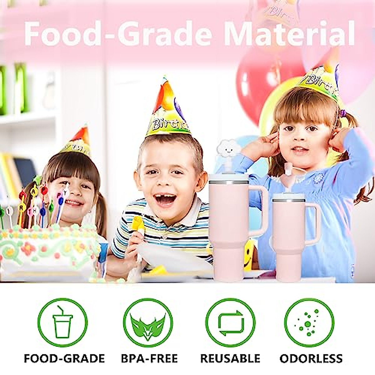 YAYAYOUNG 2 Pcs Straw Covers Cap Toppers Compatible with Stanley 30&40 oz Tumbler Cups,Reusable Cute Silicone Straw Tips Lids Protectors for 0.4 in/10mm Stanley Cups Straws Accessories