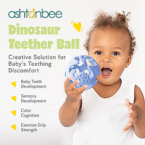 Dinosaur Baby Teething Toys, Textured Sensory Toys for Babies, Lightweight Soft Baby Sensory Toys, BPA-Free Silicone Infant Teething Toys, 0-18 Months, Teething Baby, Easy to Clean - Blueberry Blue
