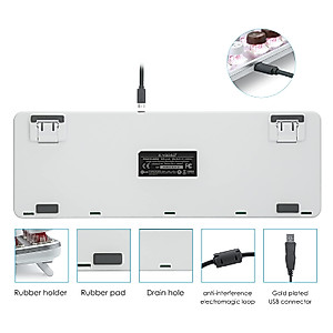 Z-66 Mechanical Gaming Keyboard, Rainbow LED Backlit, Fashionable PBT Keycaps, TKL 87Keys for Windows PC Gamer and Office (Red Switch)